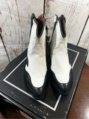Lucchese | Shoes | Lucchese Bianca Black And White Flame Overlay Side ...